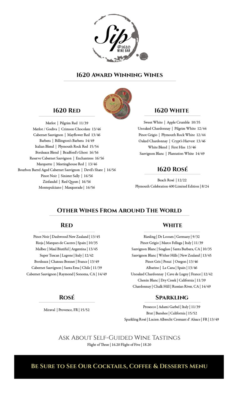 sip menu - Sip at 1620 Wine Bar